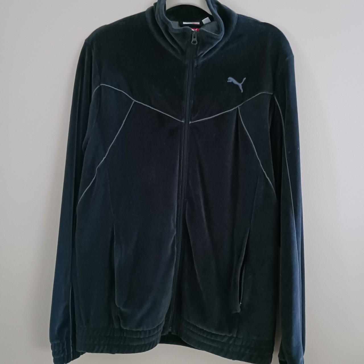 Vintage Black Velour Puma Tracksuit Jacket Mens Size. Depop