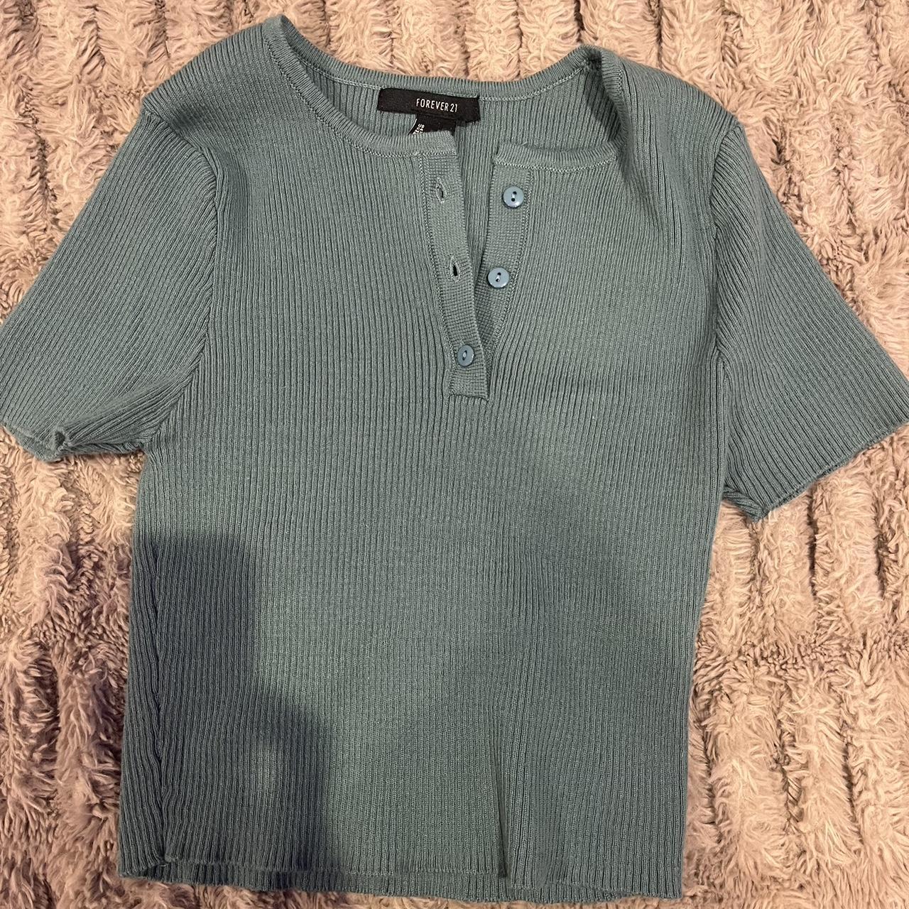 Forever 21 Green Shirt Quarter button up Worn once... - Depop