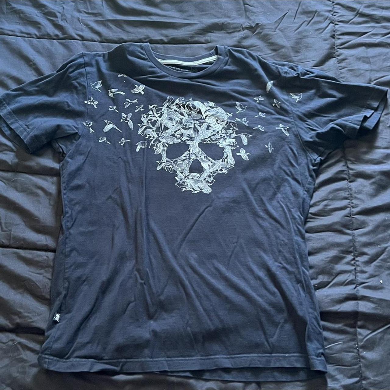 vintage marc ecko black men’s xl shirt with skull... - Depop