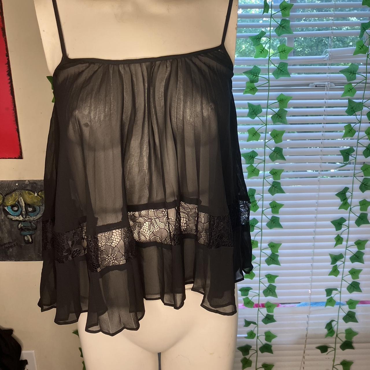 small see-through black tank top - Depop
