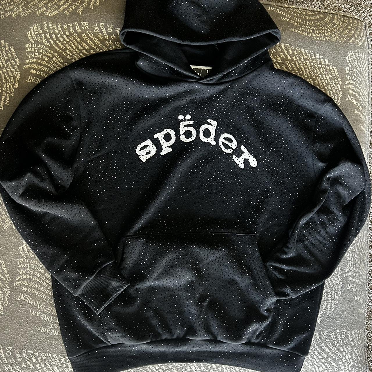 black spider worldwide vvs rhinestone hoodie size L... | Depop