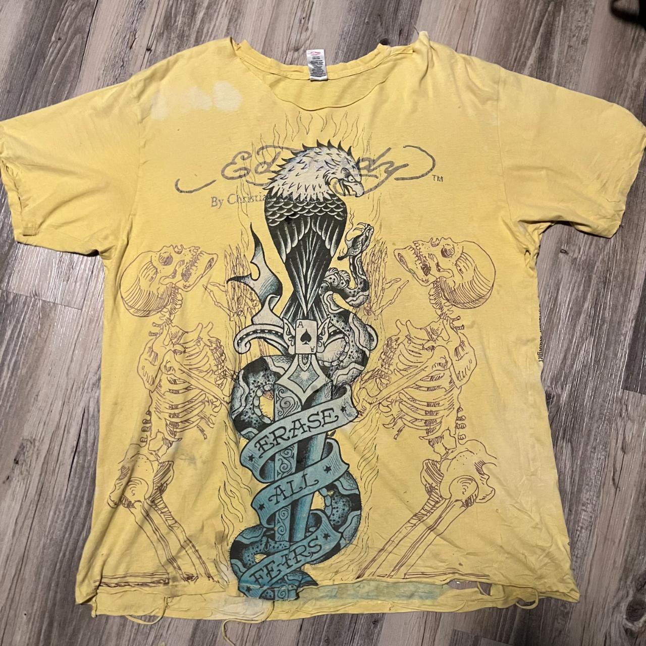 Vintage thrashed y2k affliction-like ED HARDY emo... - Depop