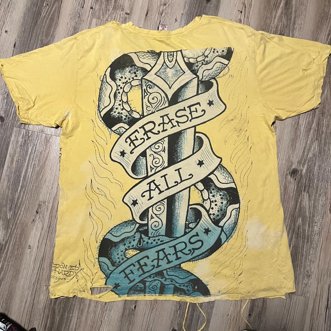 Vintage thrashed y2k affliction-like ED HARDY emo... - Depop