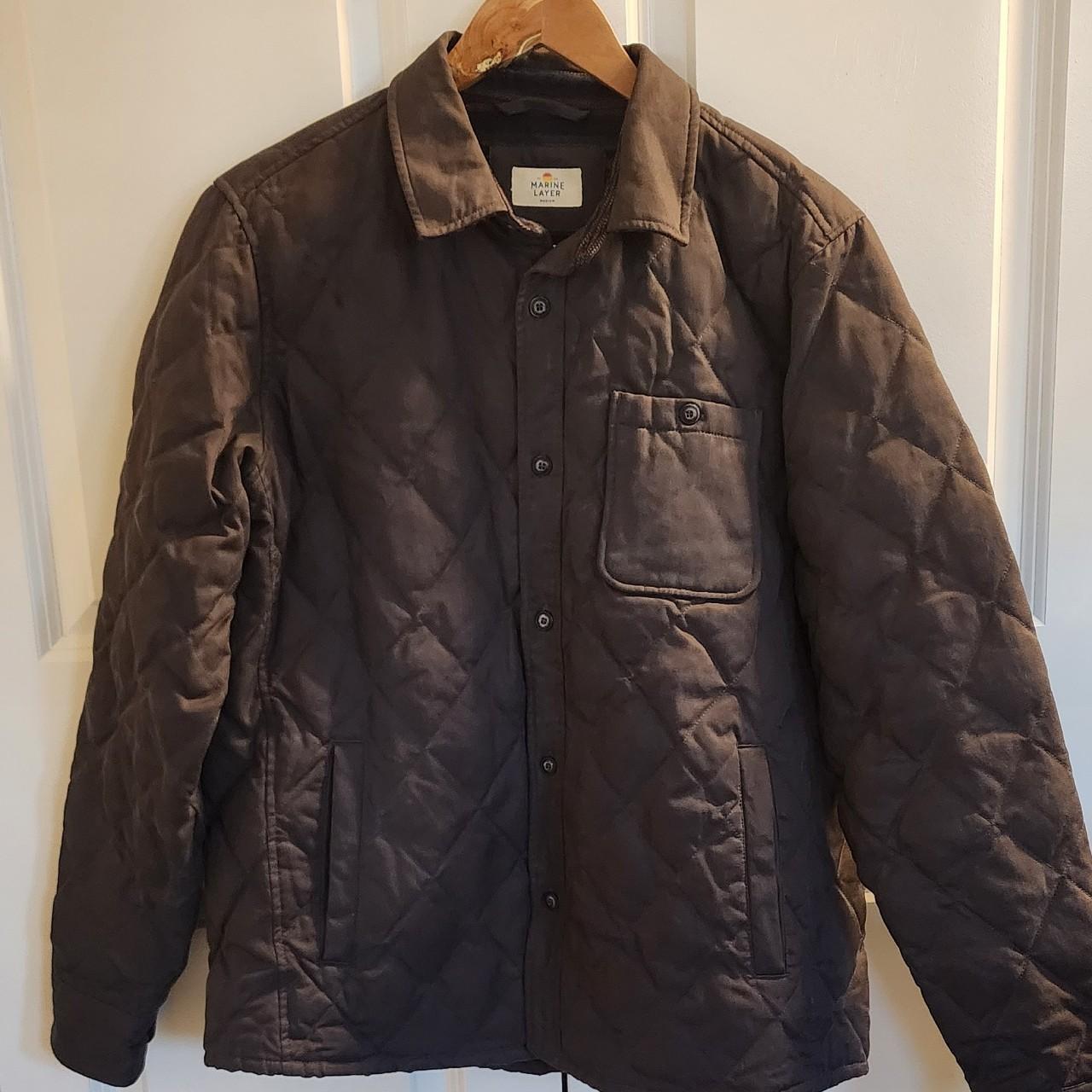 Marine layer quilted jacket mens medium Dark blue... - Depop