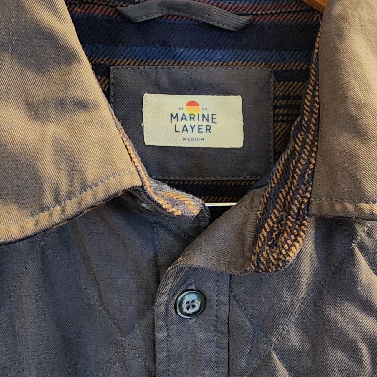 Marine layer quilted jacket mens medium Dark blue... - Depop