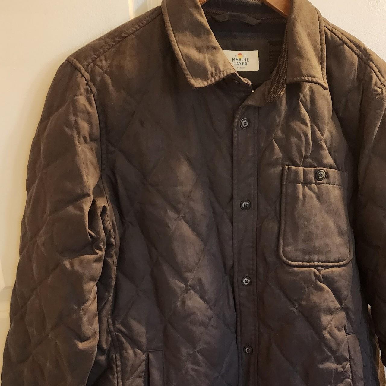 Marine layer quilted jacket mens medium Dark blue... - Depop