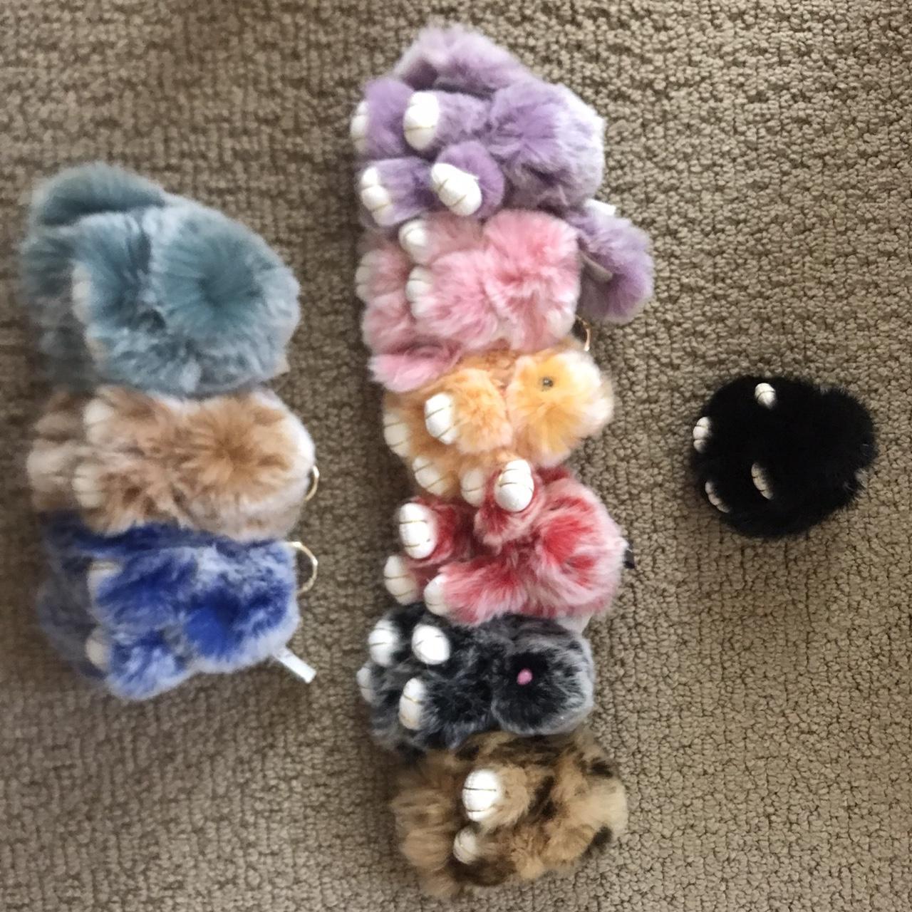 Cute furry bunny keychain multiple colors and sizes... - Depop