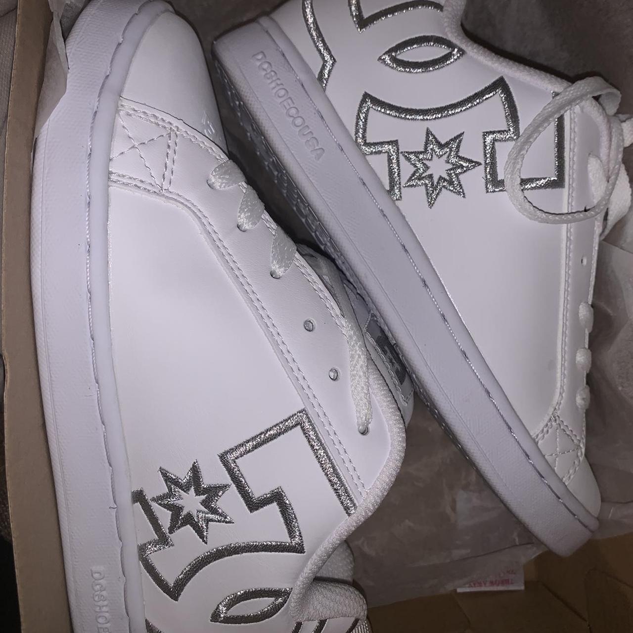 white & grey brand new dc shoes never worn - Depop