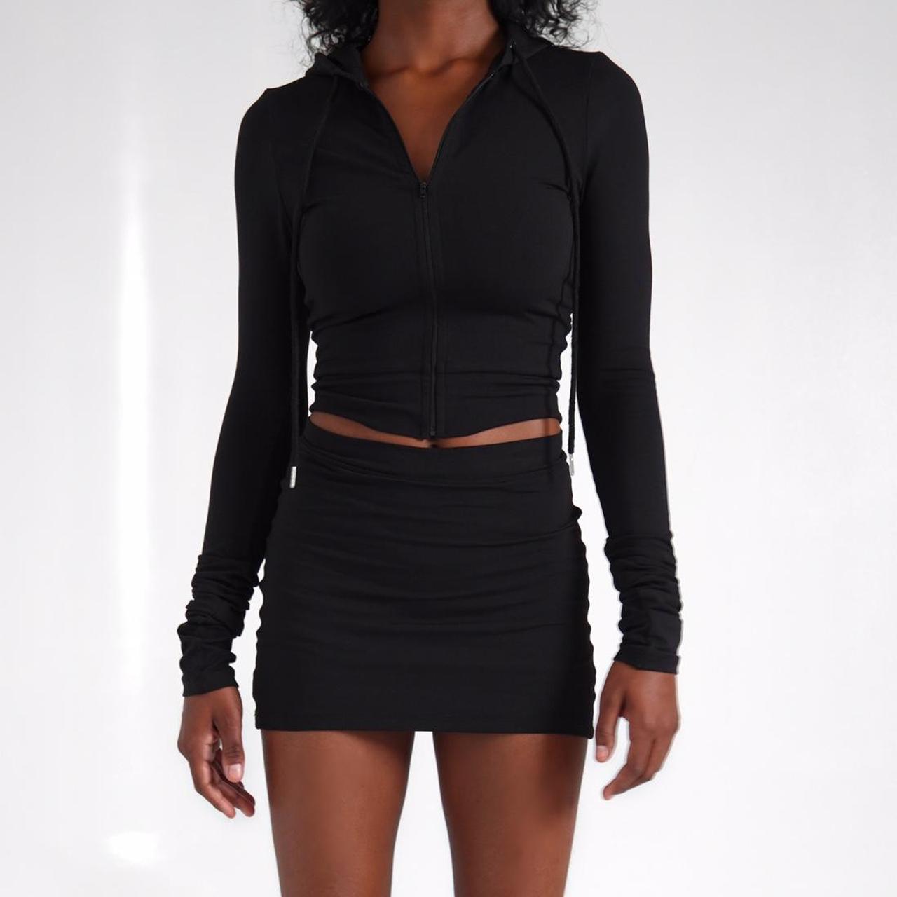 Black sculpt two-piece micro mini skirt with built... - Depop