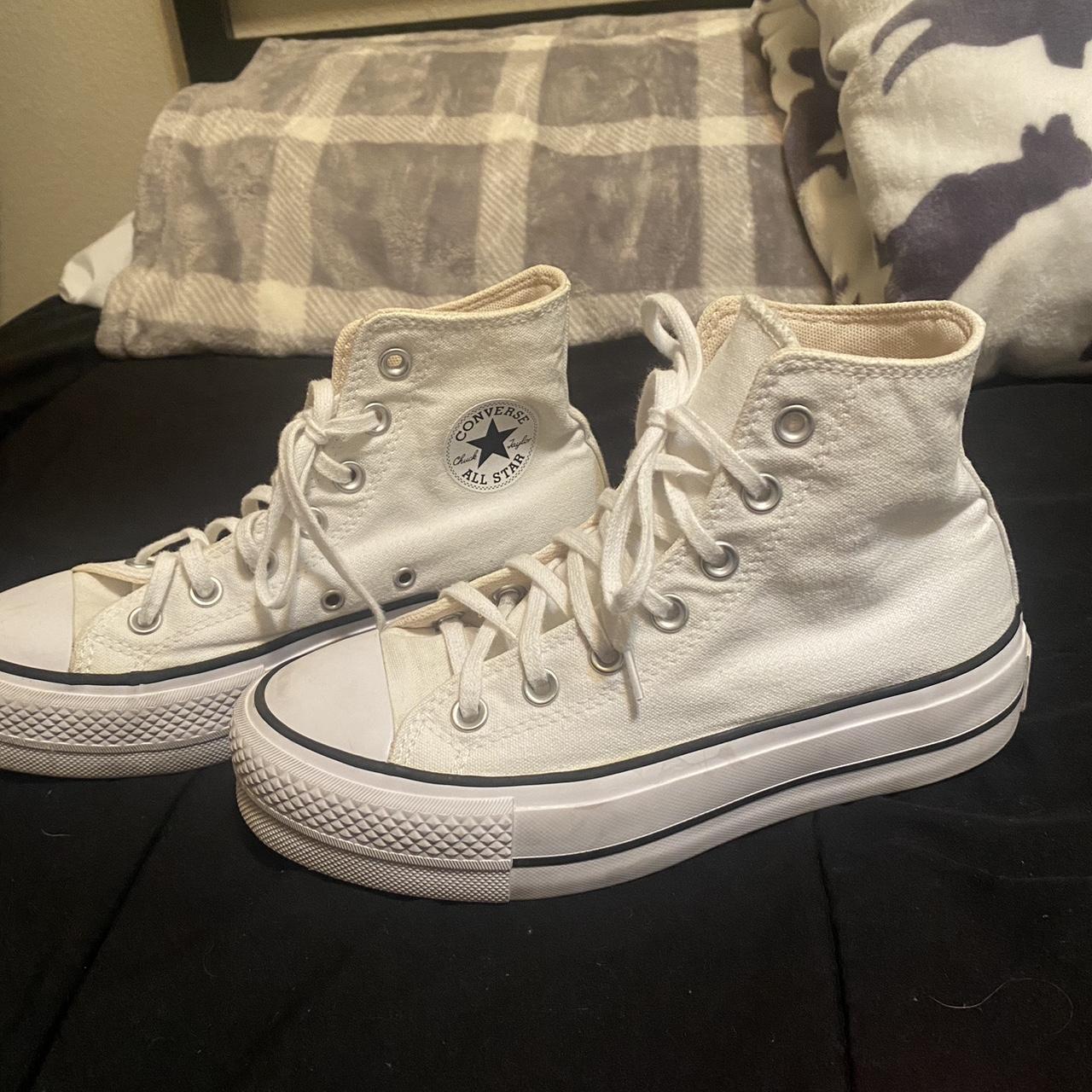white platform hightop converse - Depop