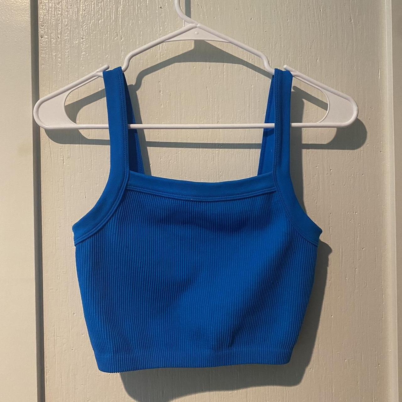 cute bright blue cropped tank top- it’s rly soft,... - Depop