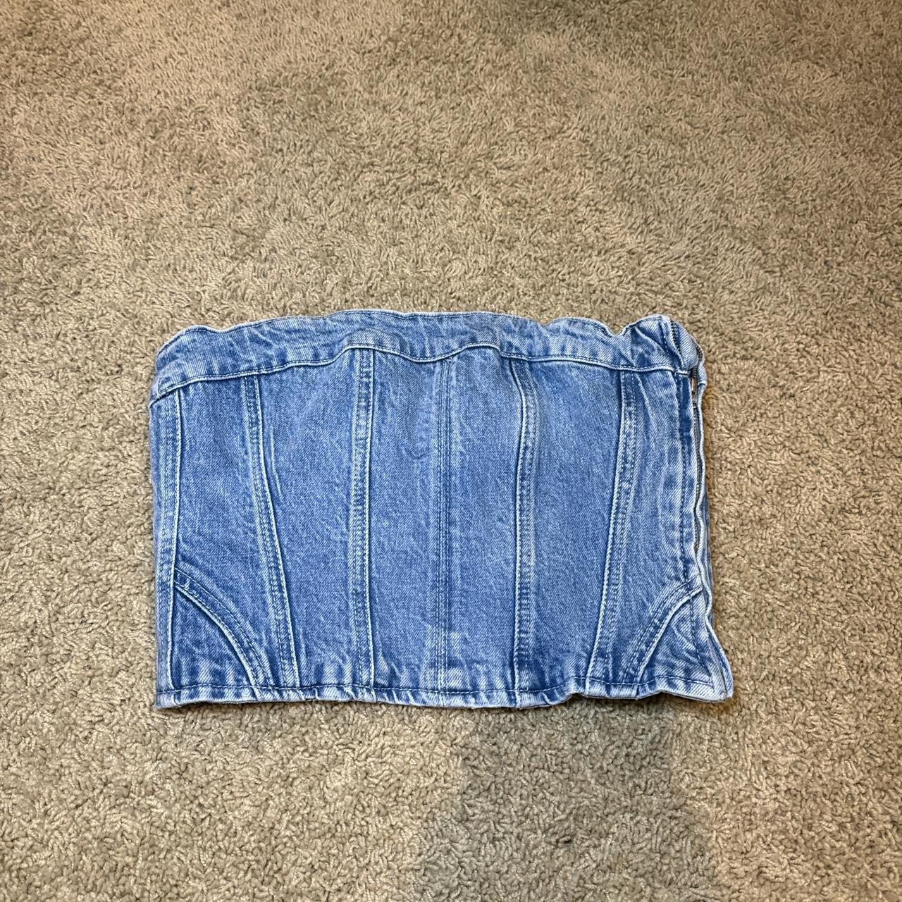 ZARA jean tube top - Size M; i’m 5’4’’ and... - Depop