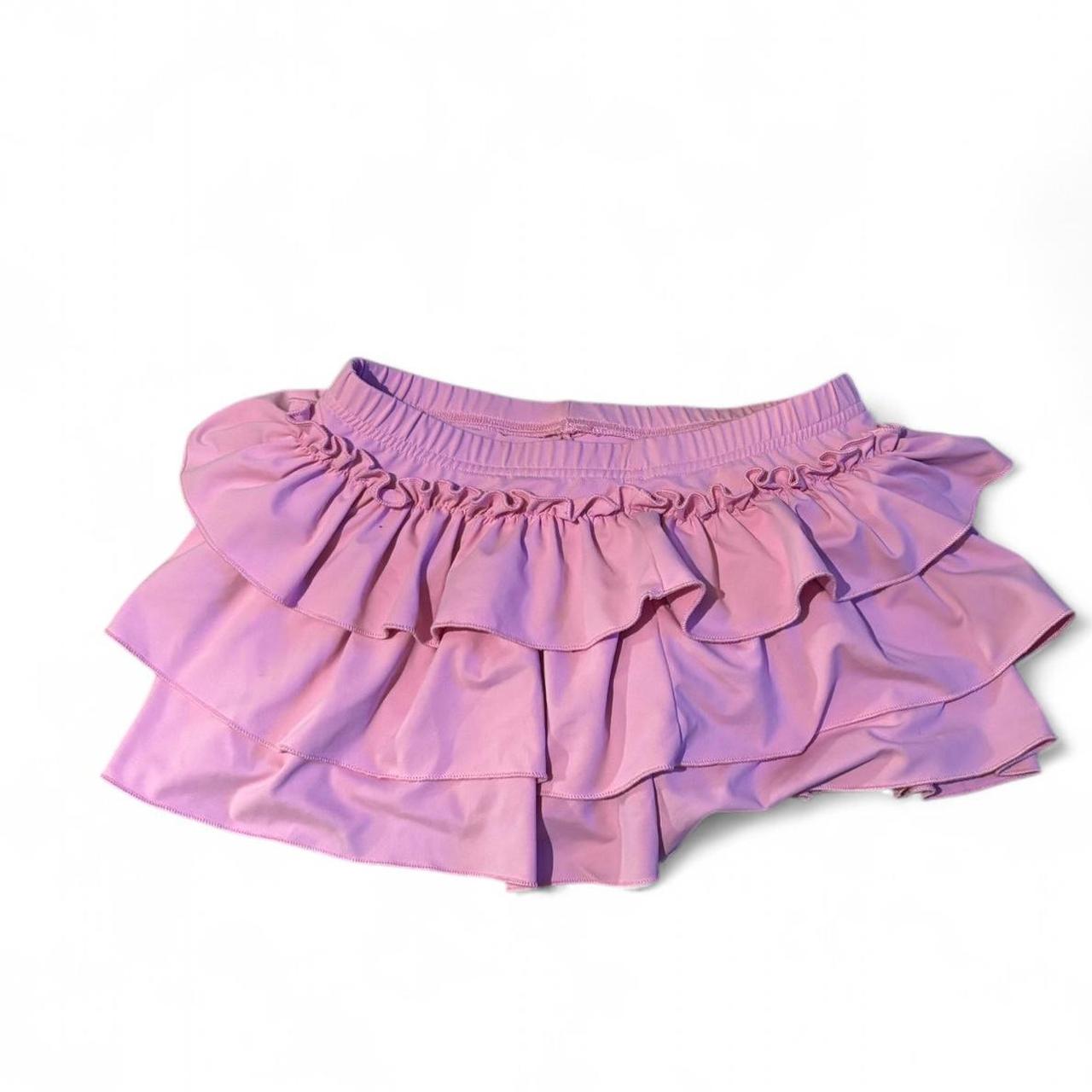 pink ruffled mini skirt very very short, but it’s... - Depop