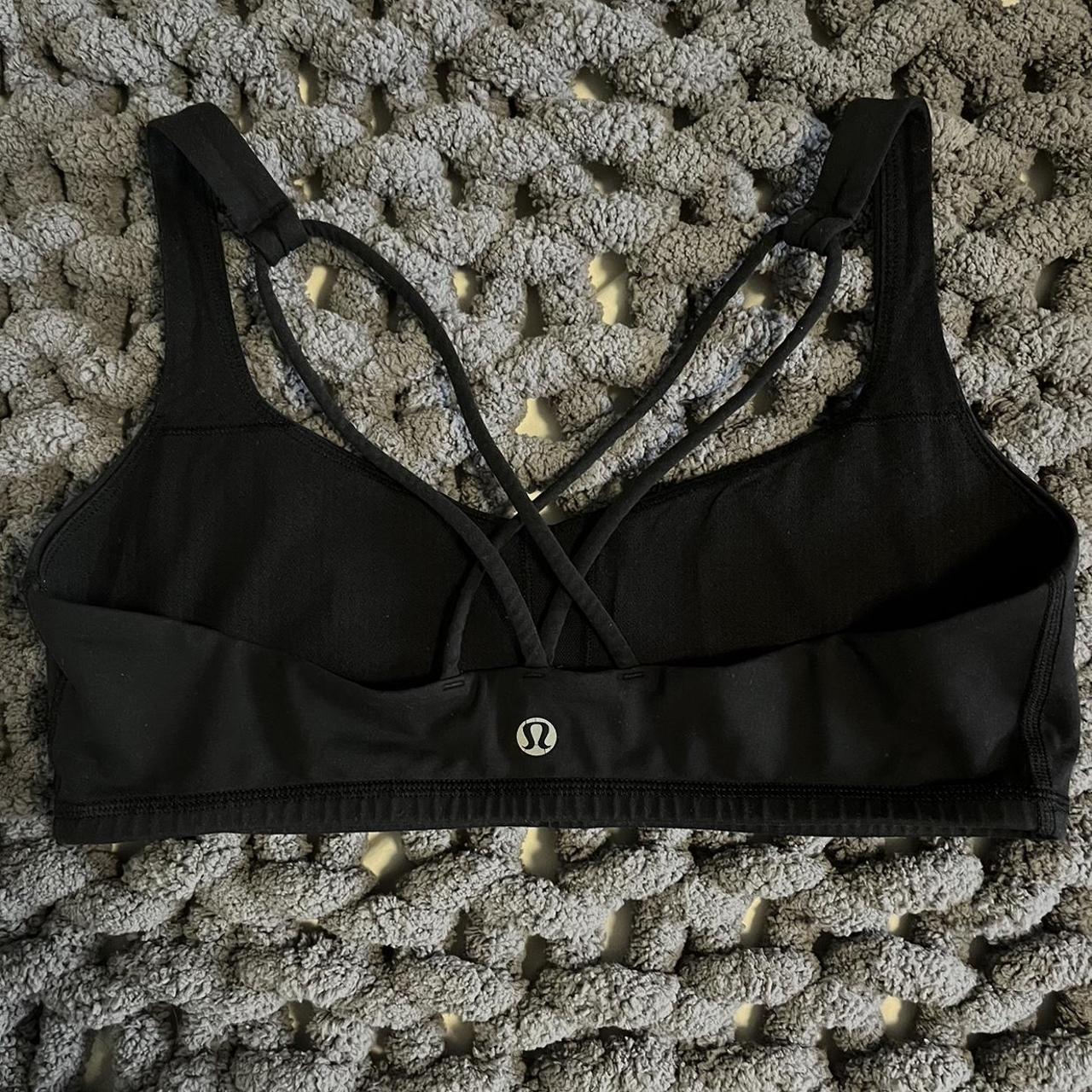 black lululemon bra size 4 super soft and... - Depop