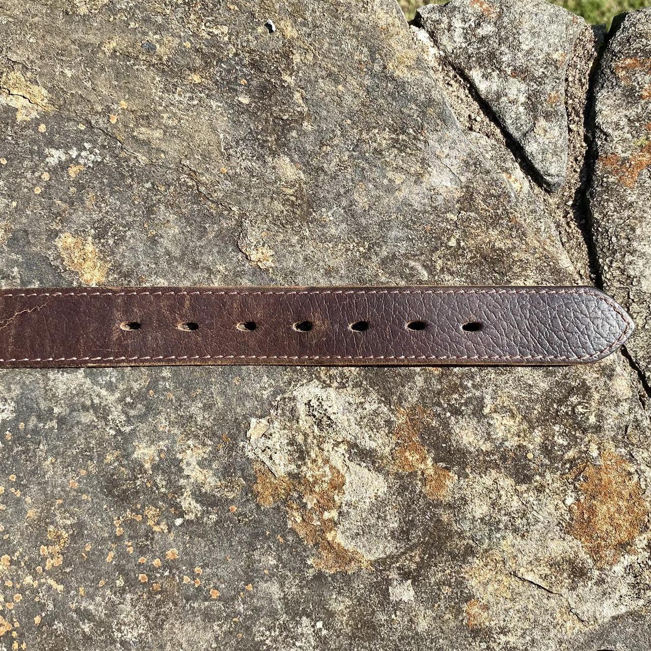 Western leather belt with stitching on edge and a... - Depop