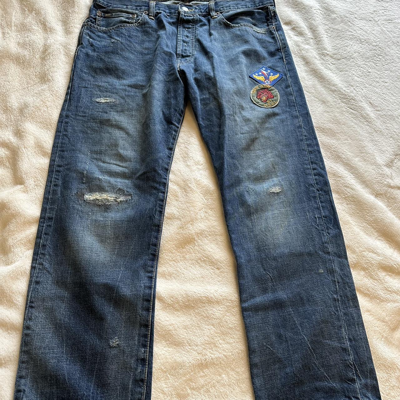 vintage rare distressed polo patch jeans... - Depop