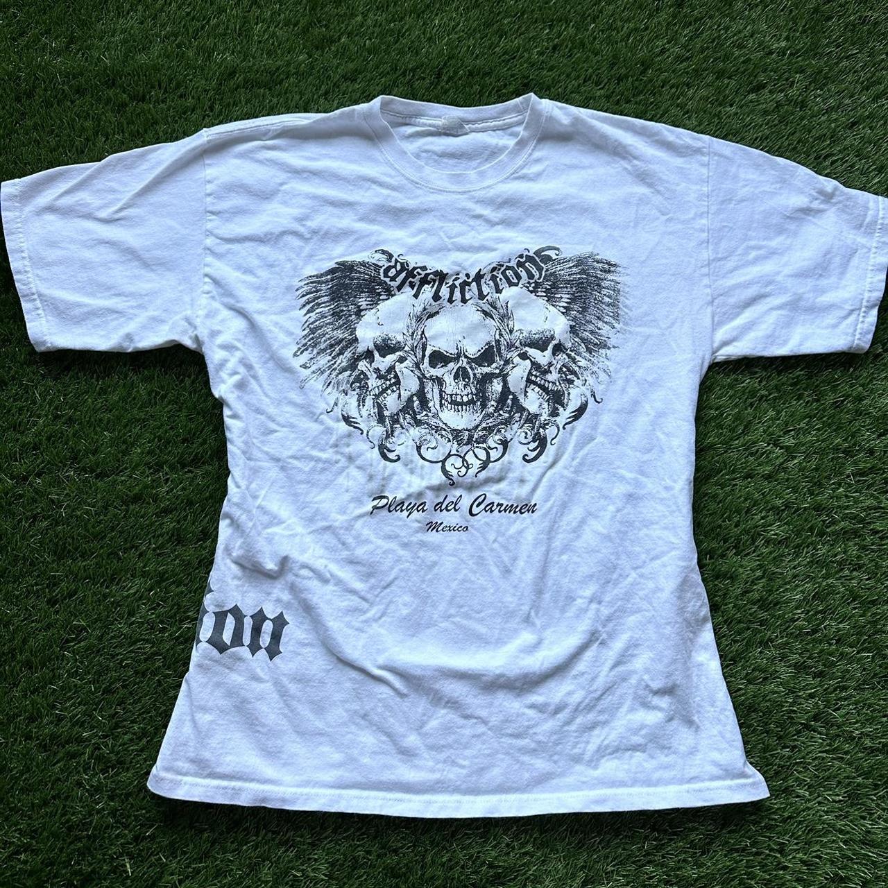 vintage affliction skull tee w affliction logo on... - Depop