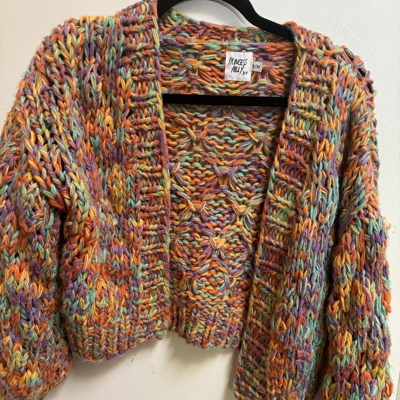 Cute and colorful knitted cardigan! Super thick and... - Depop