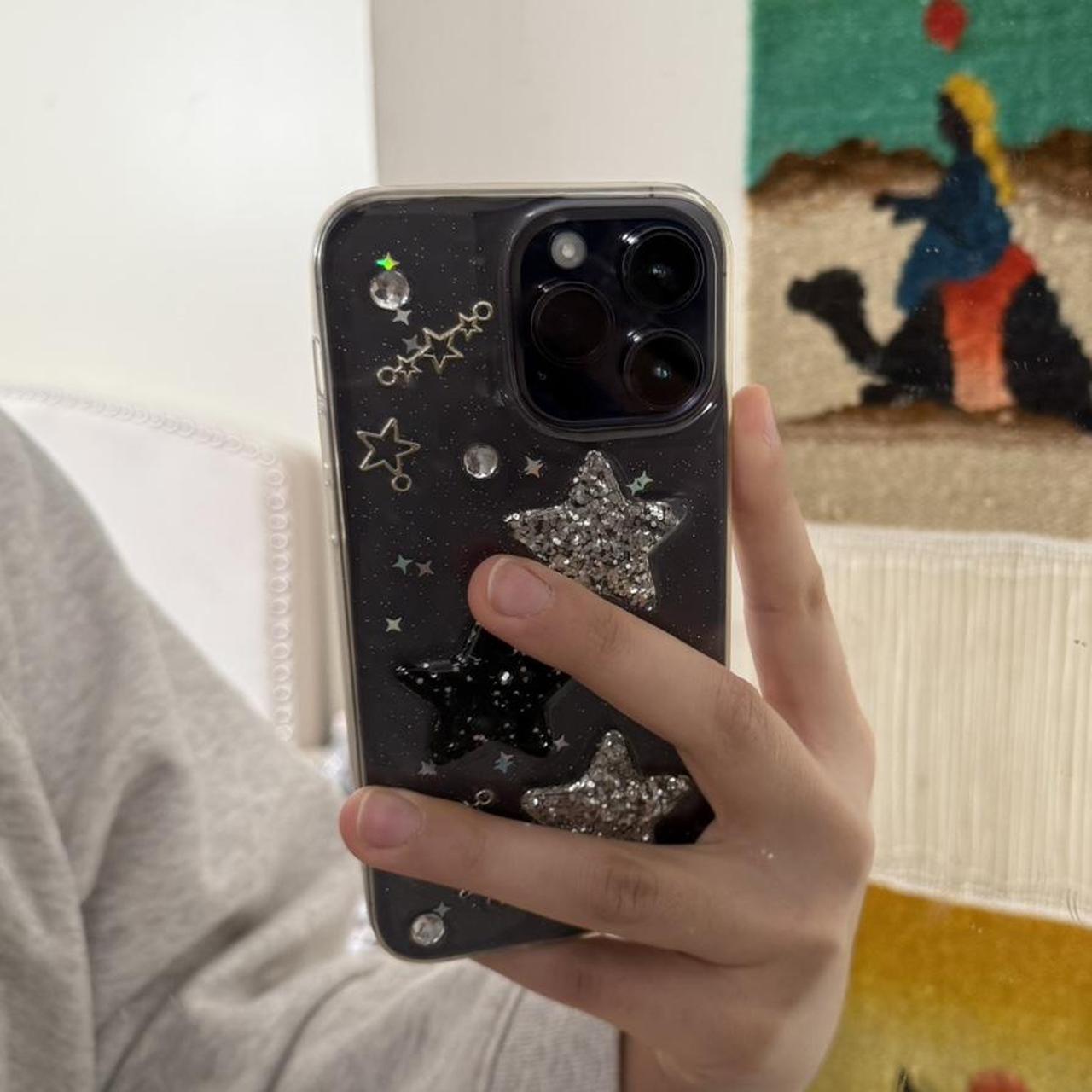 Clear Glitter with Stars and Gems 3D Phone... | Depop