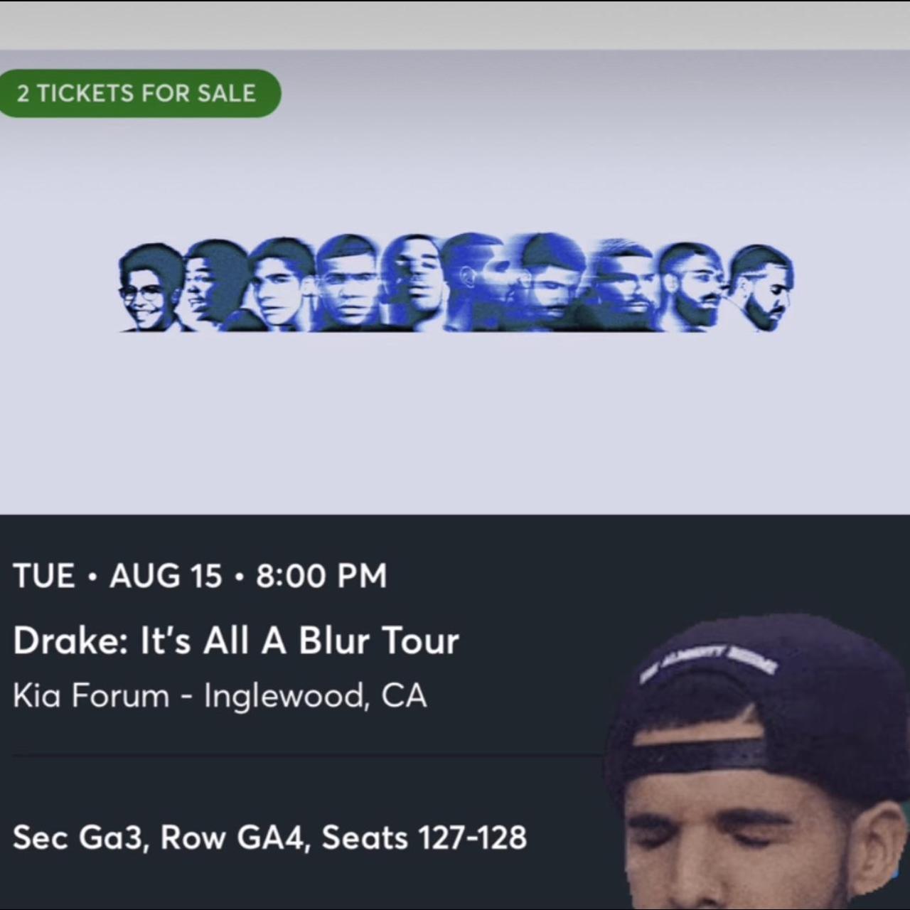 2 Drake tickets + parking payed for in Inglewood I... - Depop