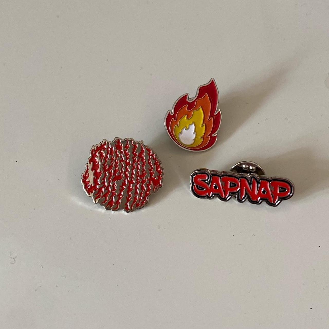 sapnap logo flame pins never used - Depop
