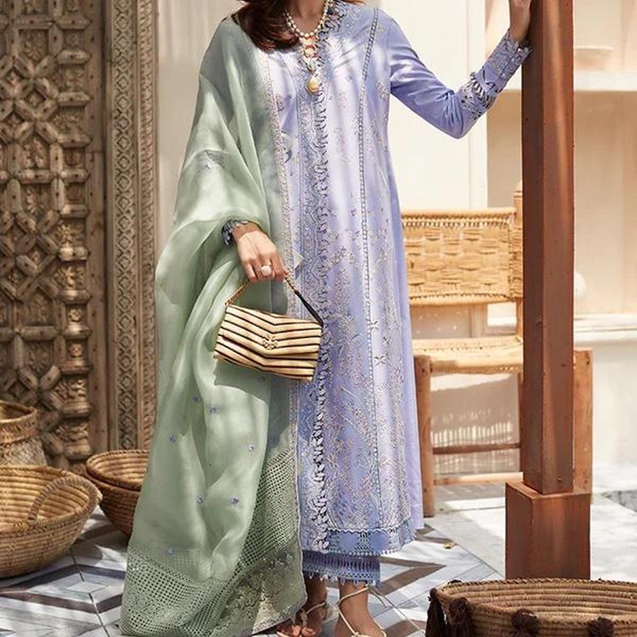 Suffuse #kiara 3 piece lawn suit Lilac with mint... - Depop