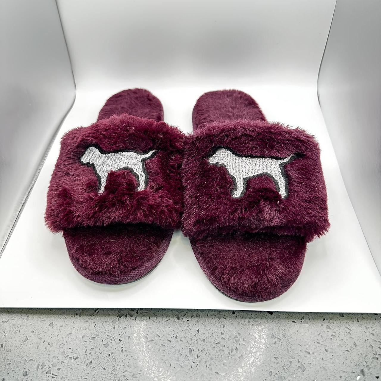 Victoria secret open toe purple slippers Color-... - Depop