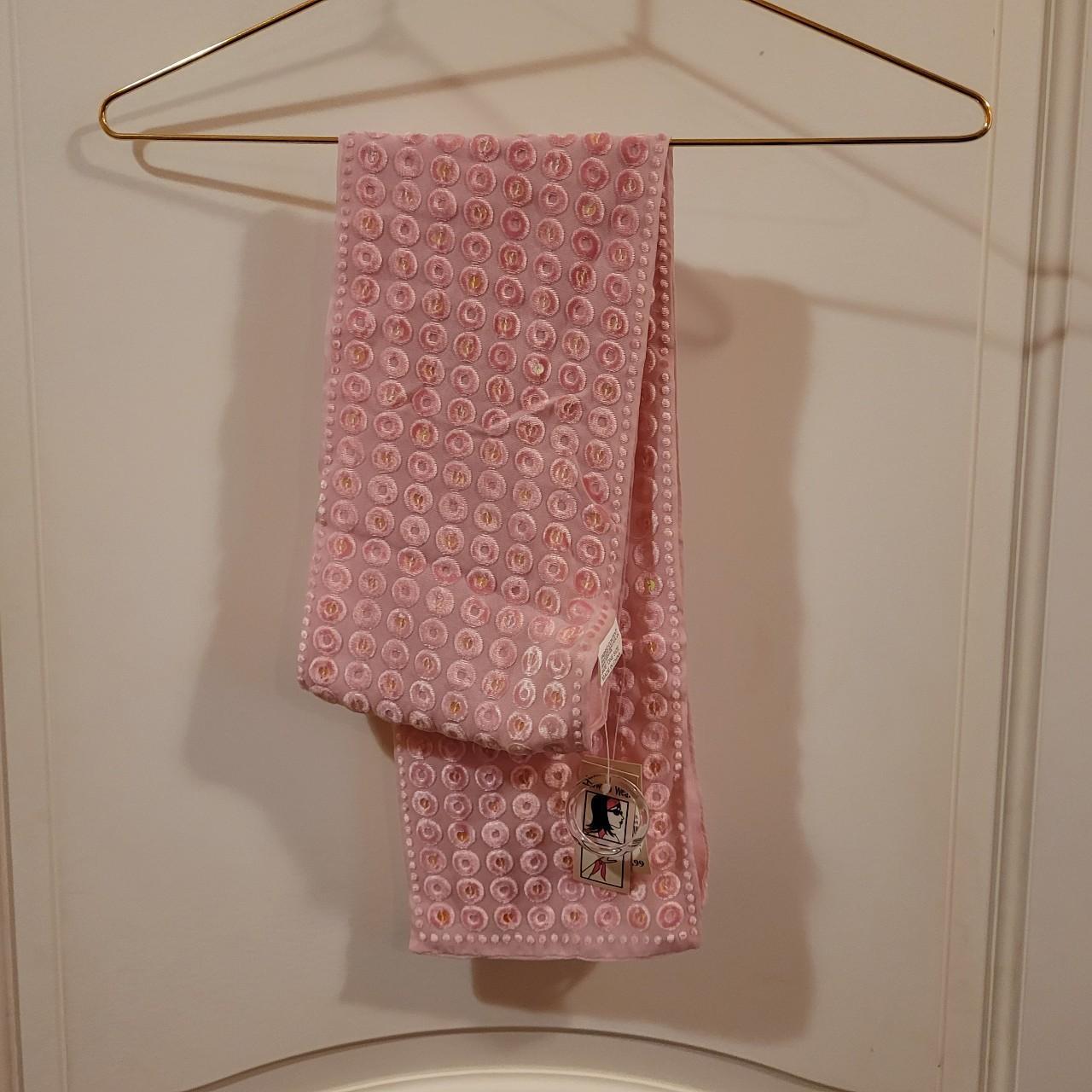 Light pink scarf with velvet circles and sequins,... - Depop