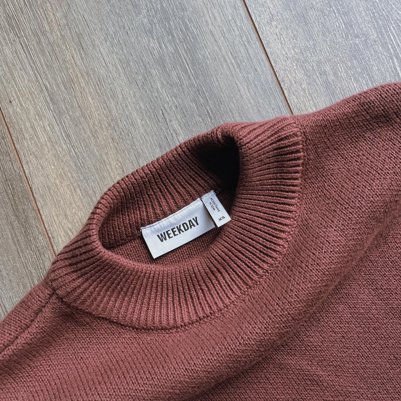 Weekday heavy knit sweatshirt in maroon size XS... - Depop