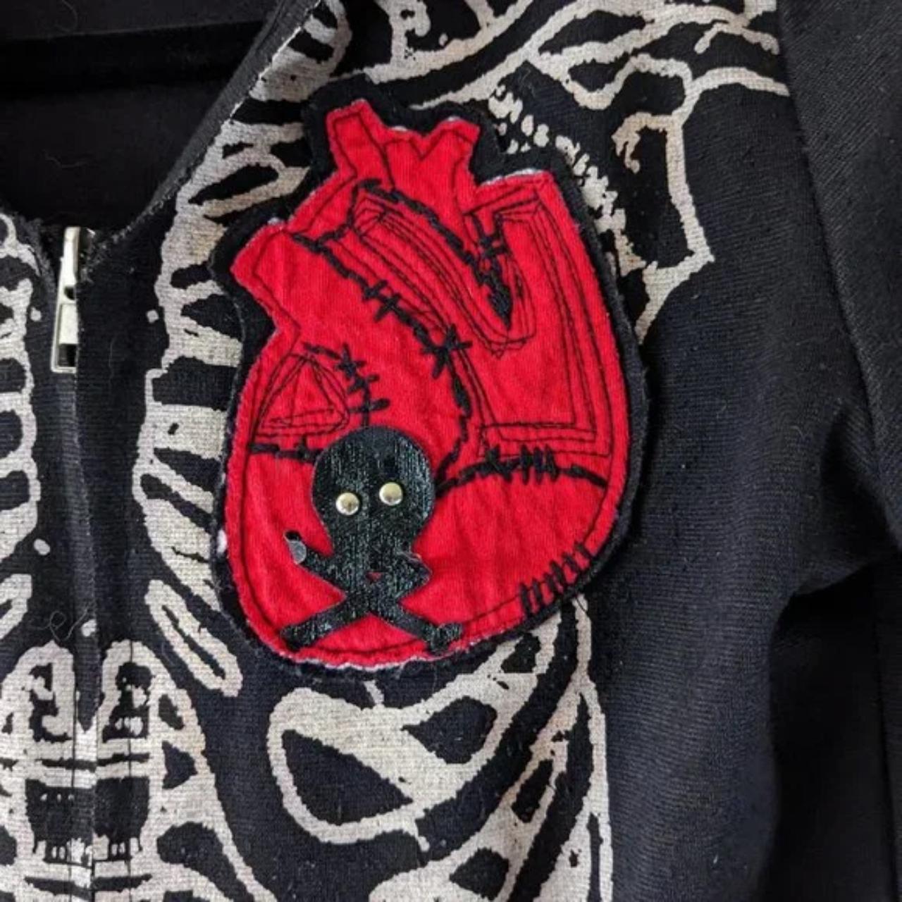 VINTAGE Y2K Emo Skeleton Heart Cardigan Hoodie This... - Depop