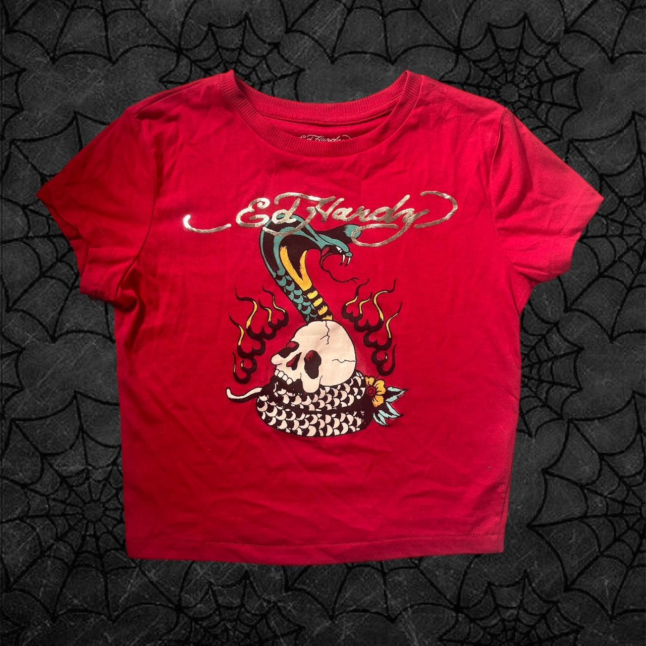 Small red Ed Hardy crop top just bought and never... - Depop