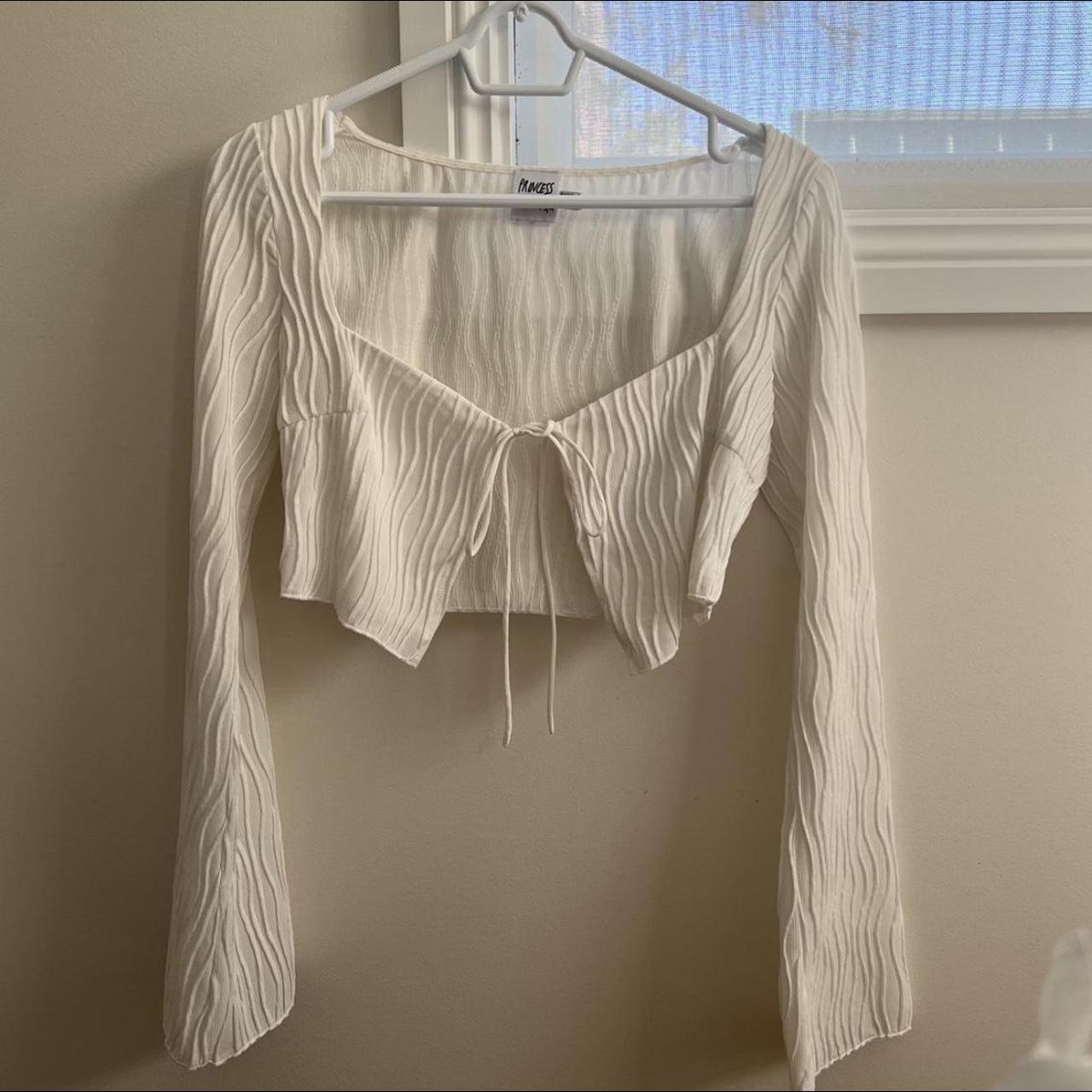 Princess Polly Tie-up Top - white pattern, slight... - Depop