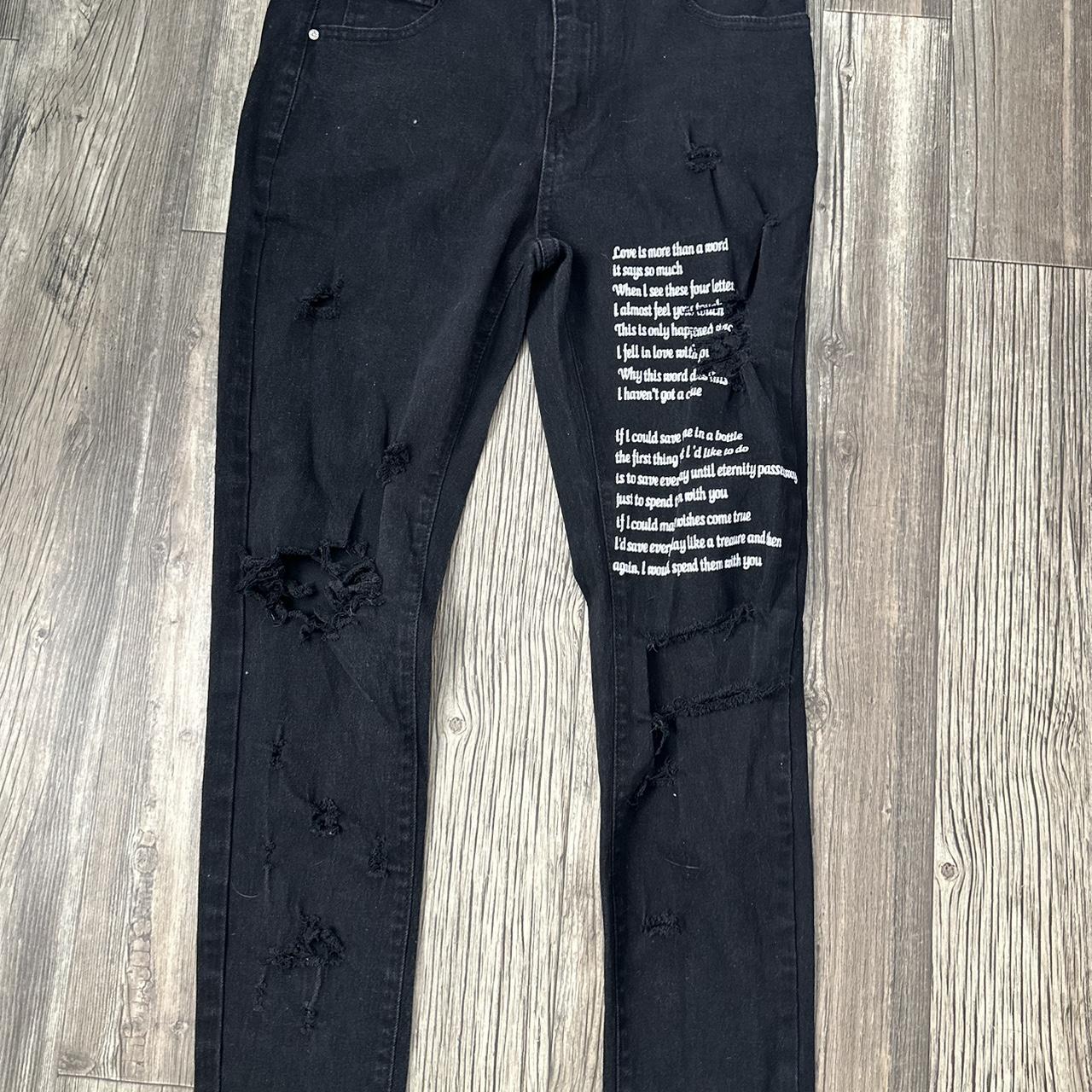 scripture ripped jeans - Depop
