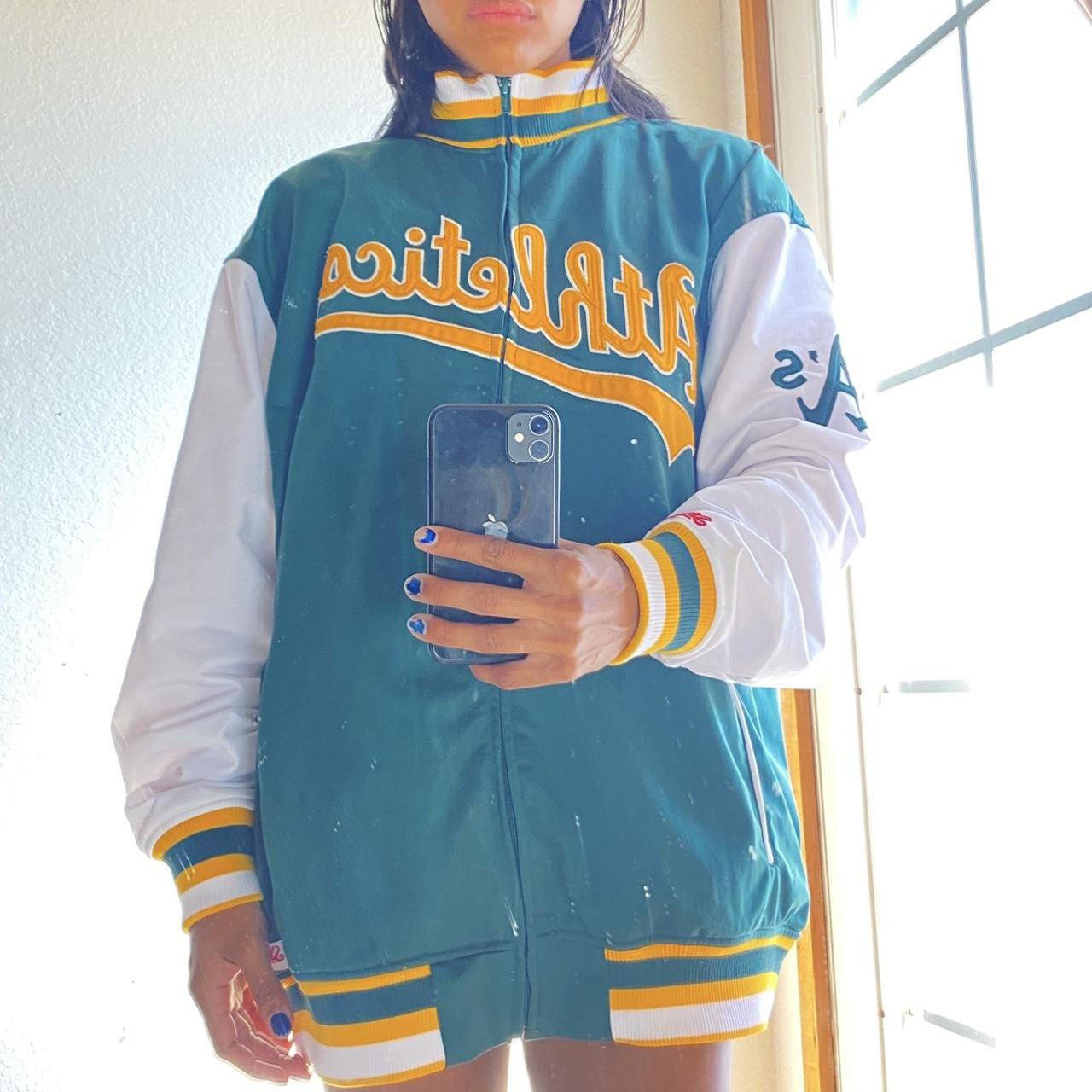 Oversized jacket (stitches athletic gear) Large logo... - Depop