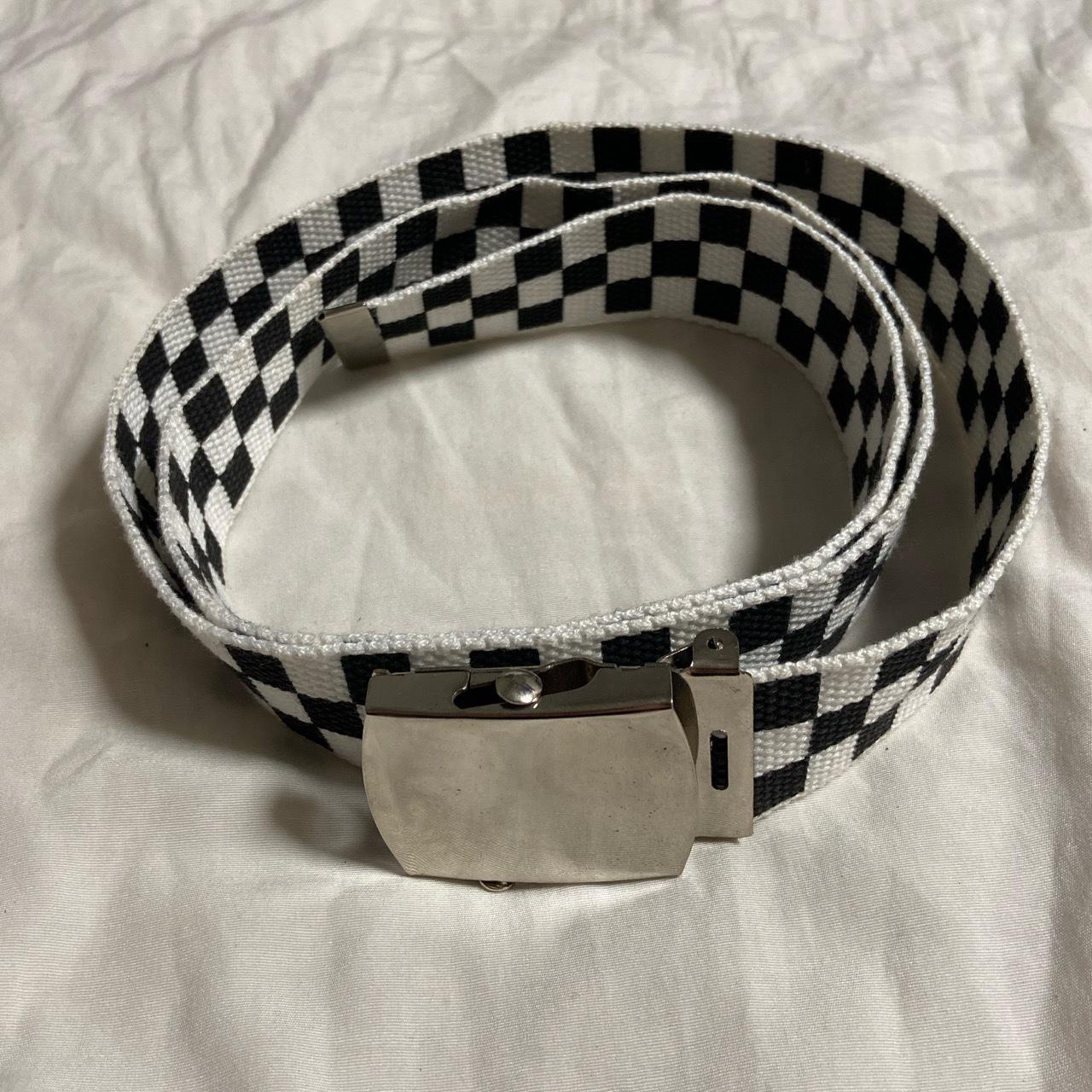Checkered belt black and white 48 1/2in #belts - Depop
