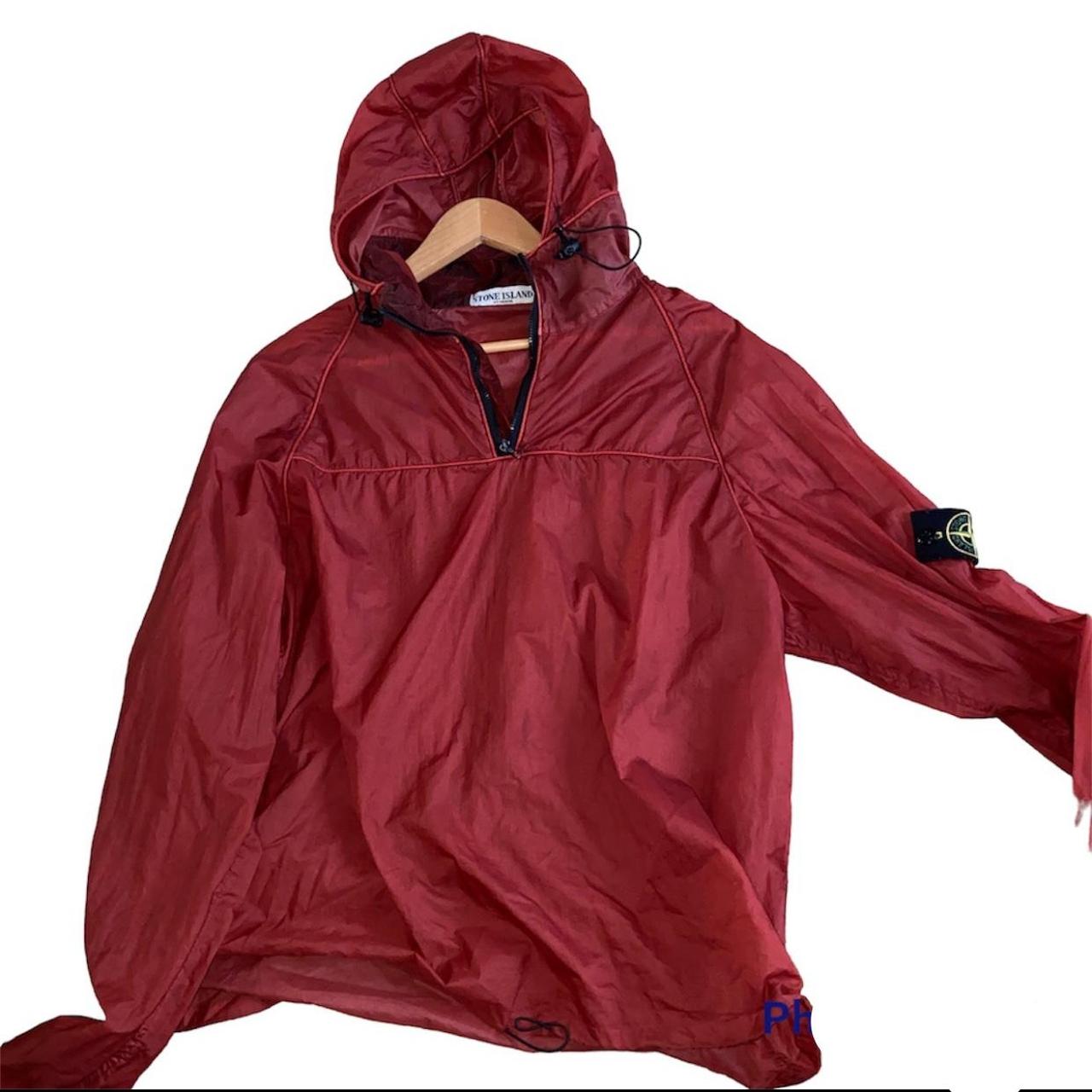 Red stone island 1/4 zip windbreaker jacket. Very... - Depop