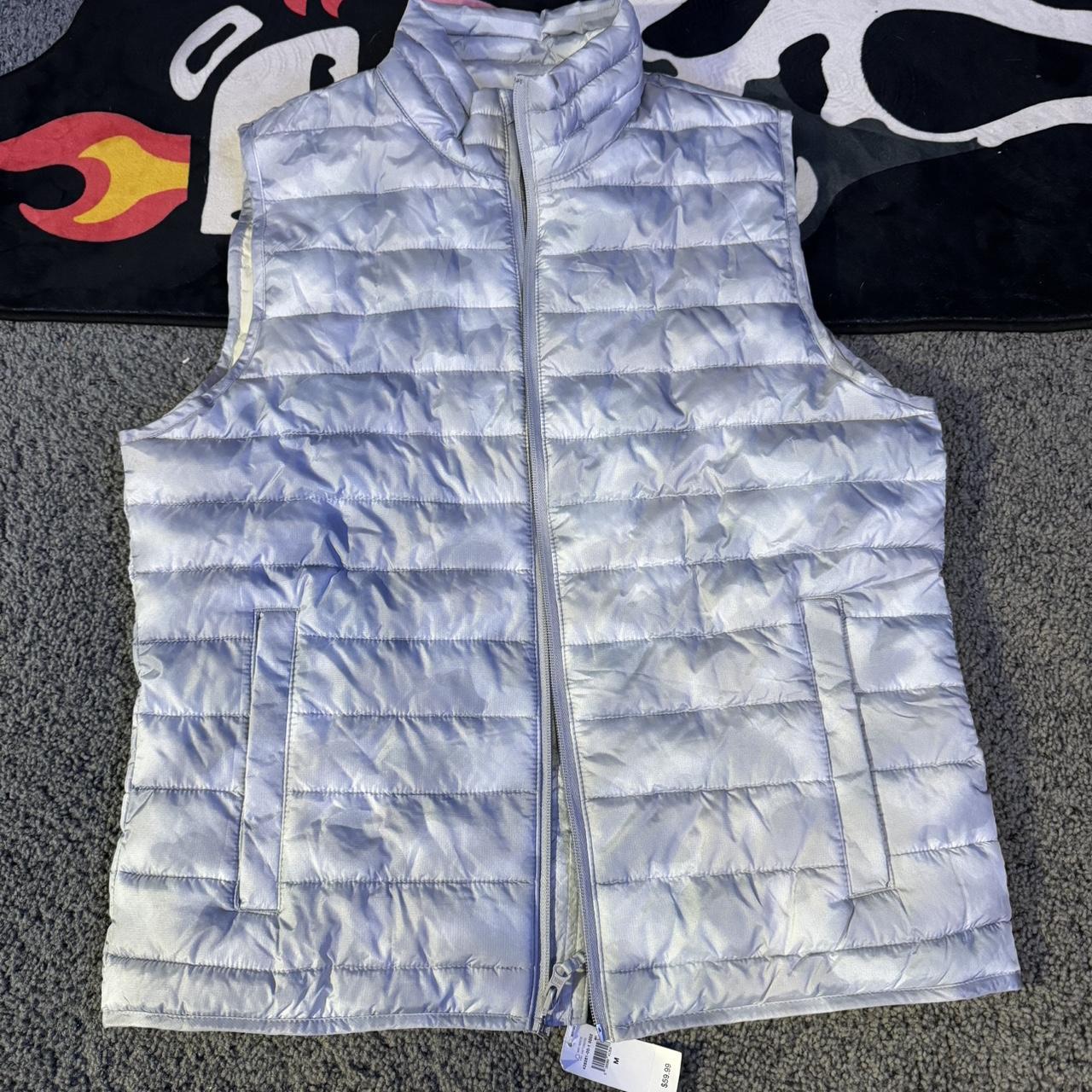 Silver puffer vest #pufferjacker #old navy never... - Depop