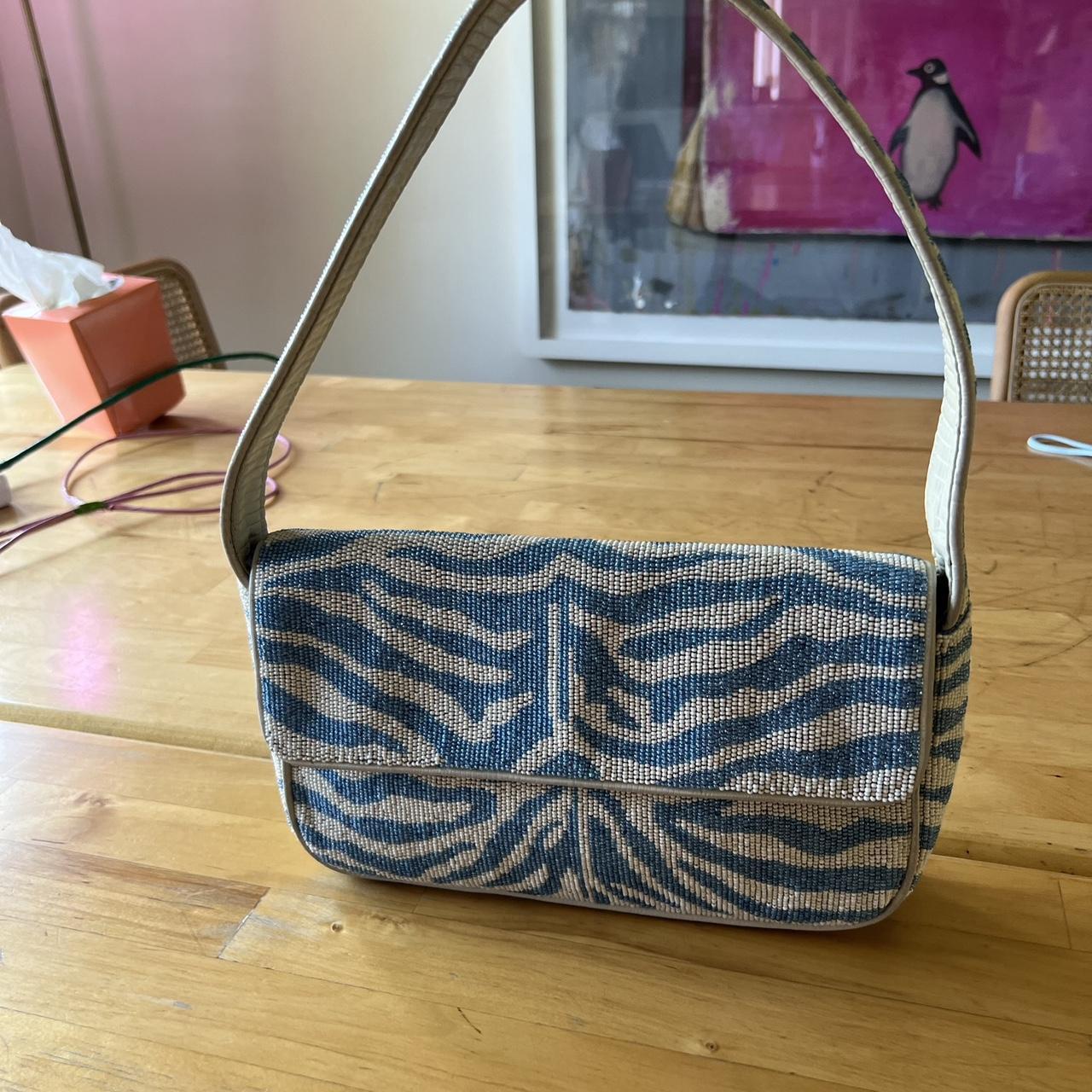 STAUD Tommy Beaded Zebra Pattern Shoulder Bag - Depop