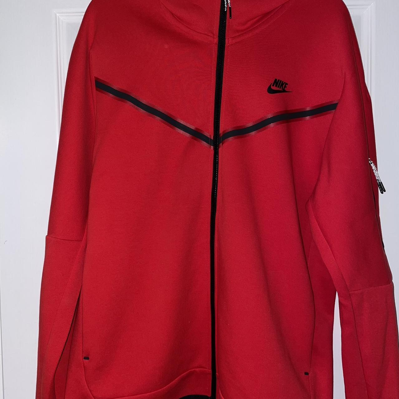 Red Nike Tech Fleece zip up jacket - Depop