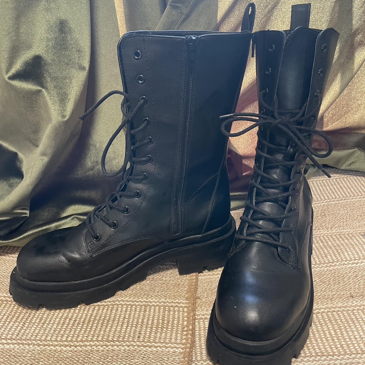 mid calf, all black, combat boots. - Depop