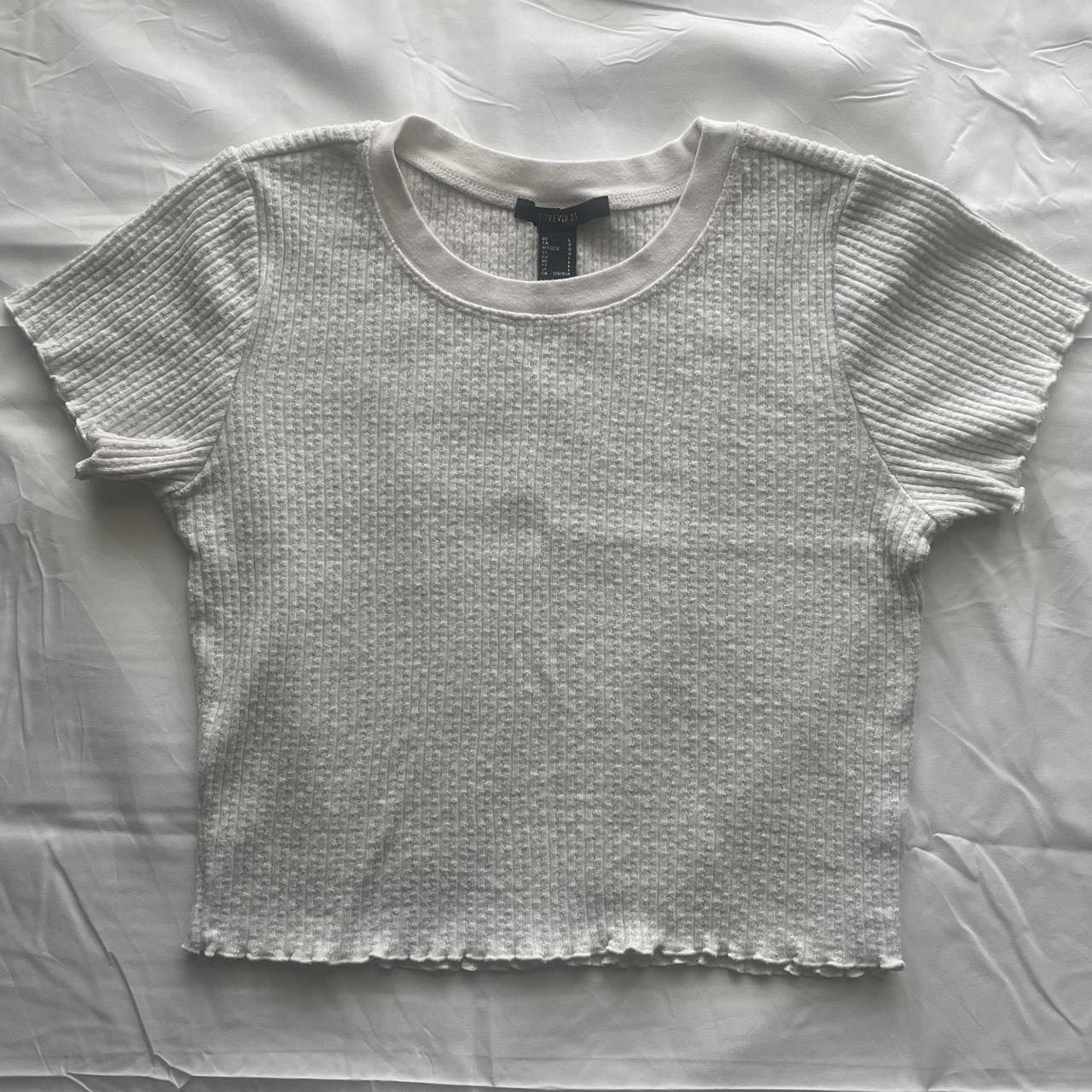 white waffle knit crop top super cute and dainty... - Depop