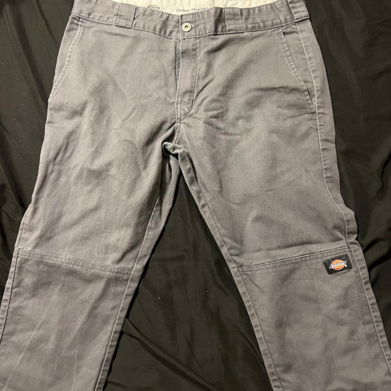 dickies grey pants straight leg size 33 by... - Depop