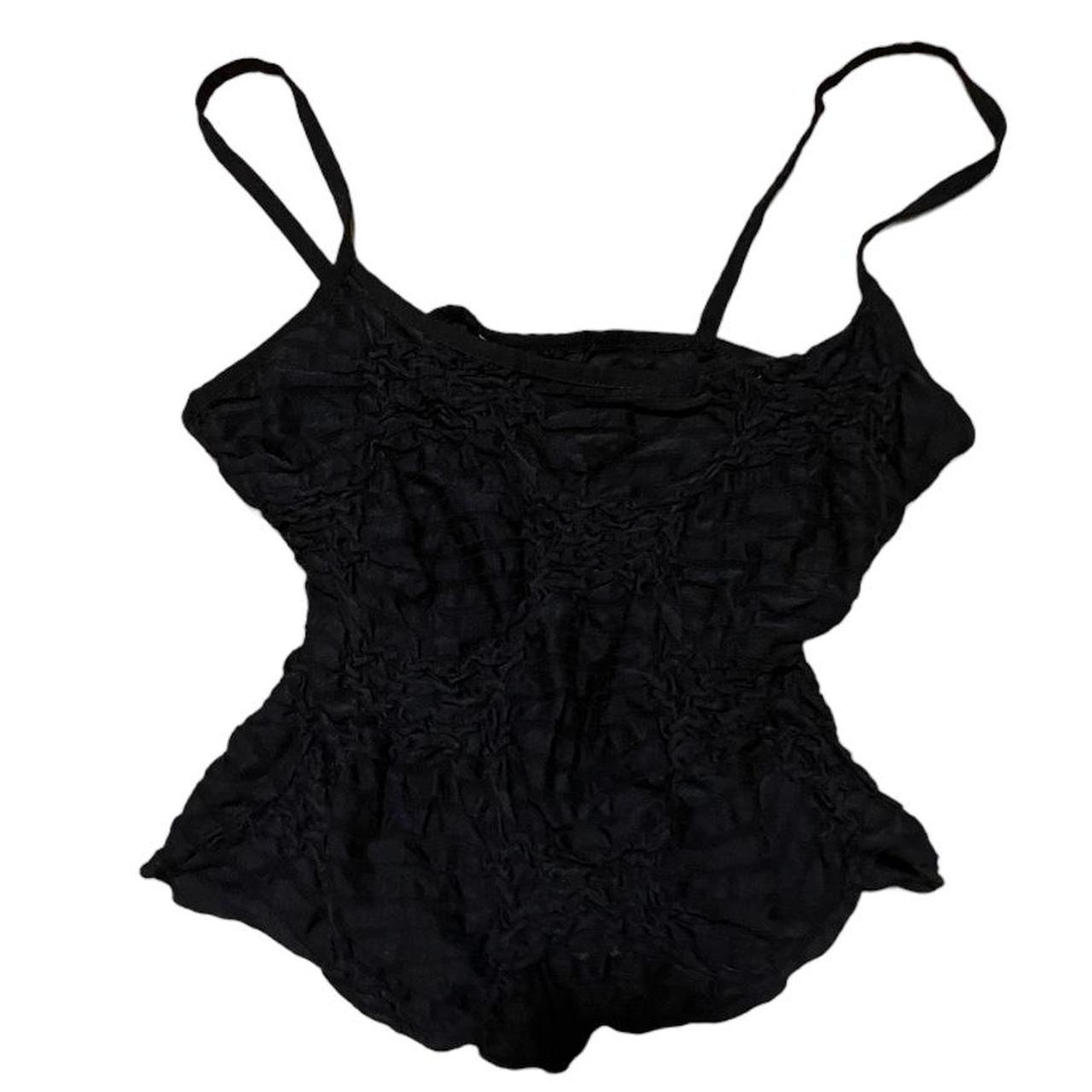 Cute vintage scrunched black top! - Depop