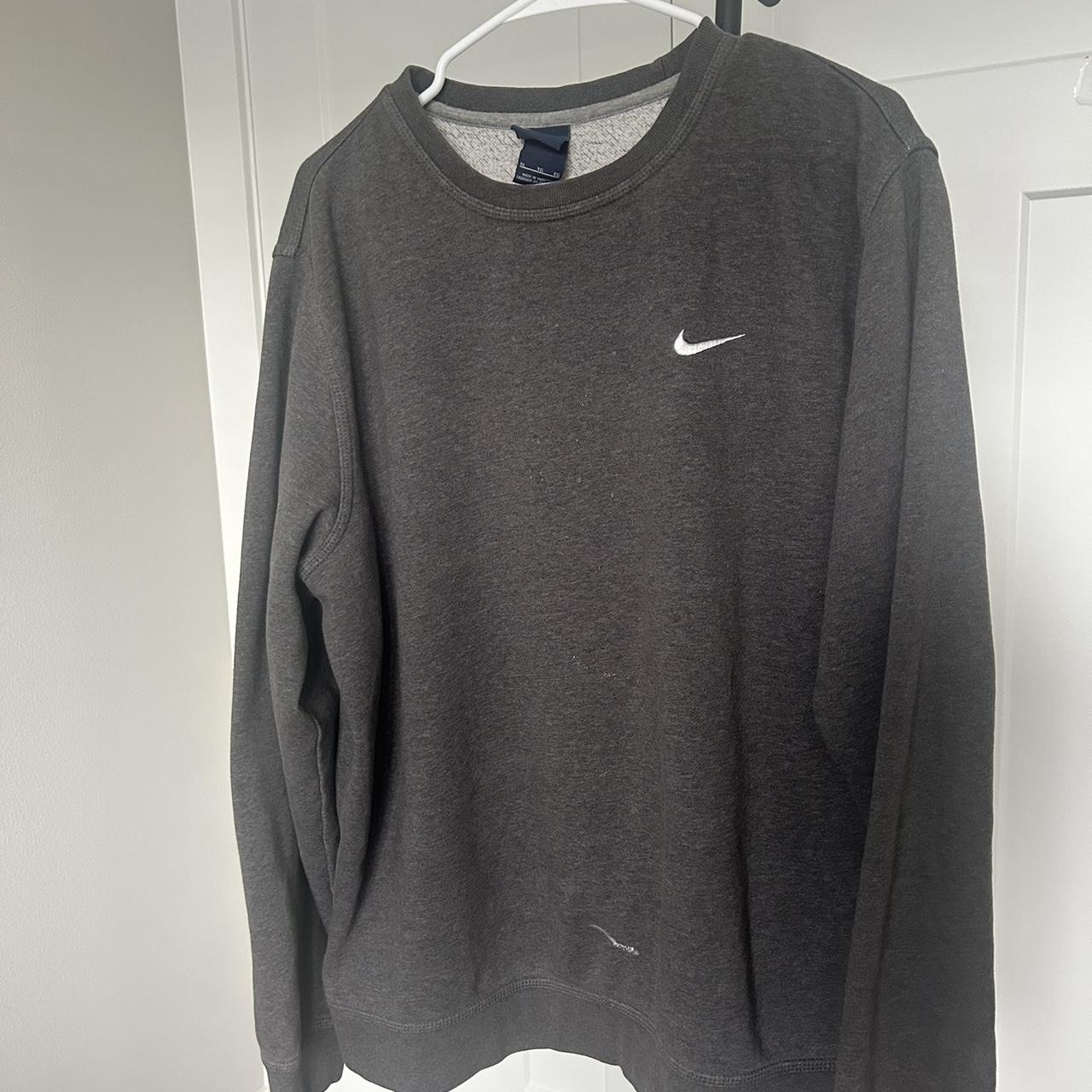 Fits like a large, resewn rip, Nike grey crew - Depop