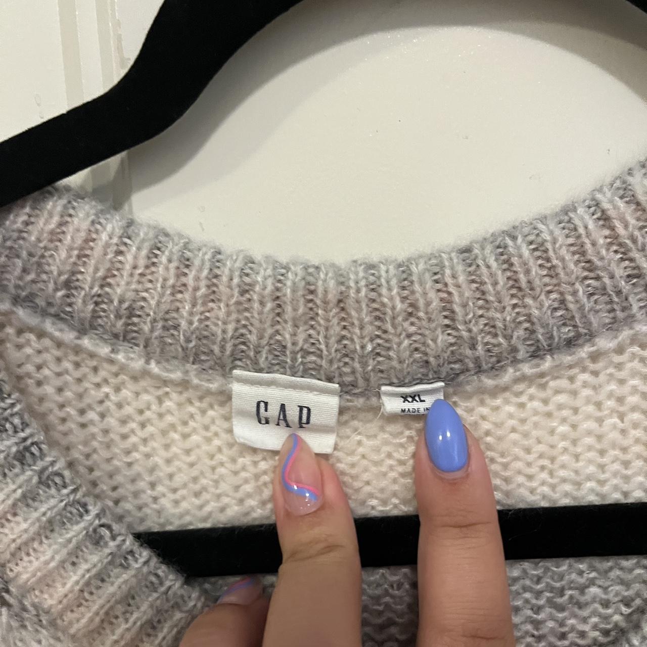 Grey and pink stripped sweater #sweater... - Depop