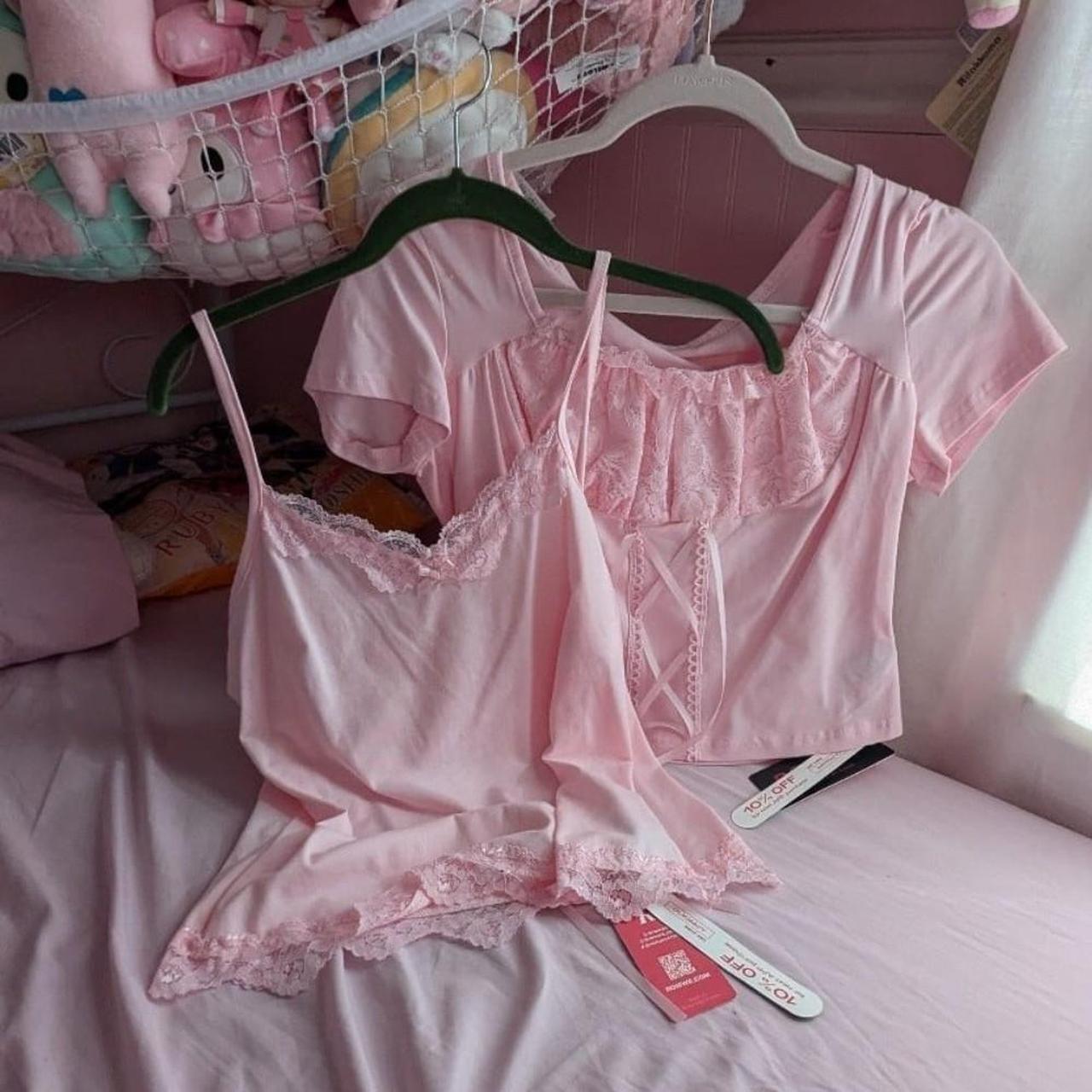 pink #cutecore #kawaii top bundle~ ♡ size: L-XL (36... | Depop