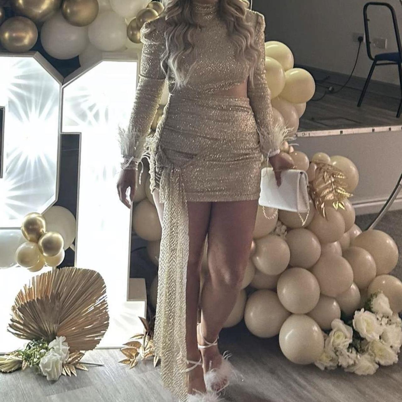 custom/handmade gold dress - custom fitted but... - Depop