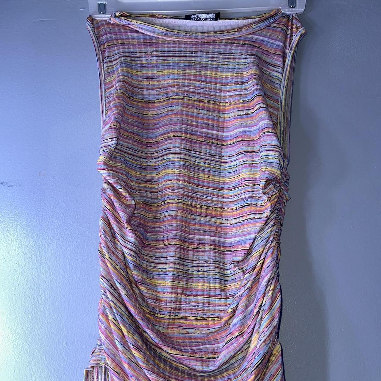 multicoloured rooshed dress🌈 - size 10 - worn twice... - Depop