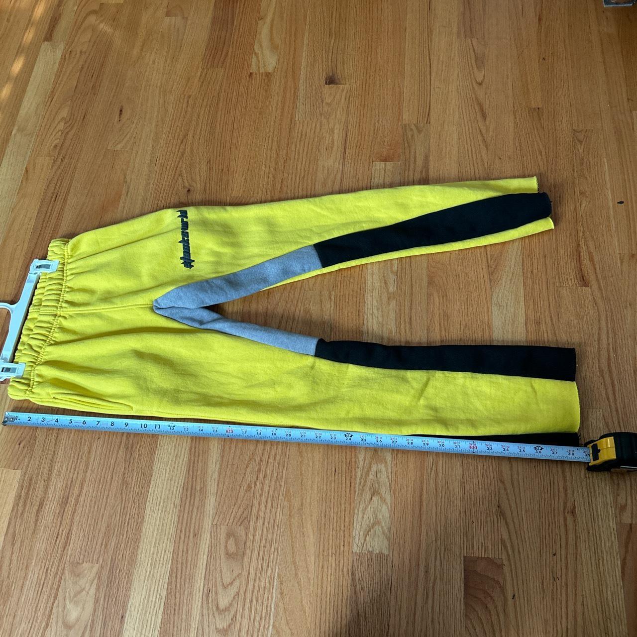 Black and yellow flared sweats size xs fits 28-30 - Depop