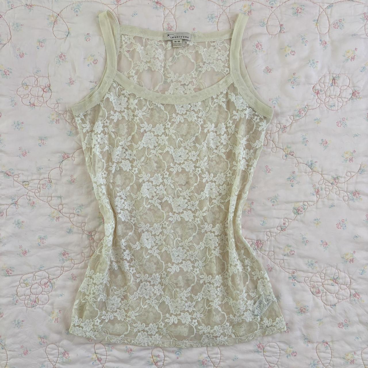 vintage forever twenty one lace cami full lace... | Depop